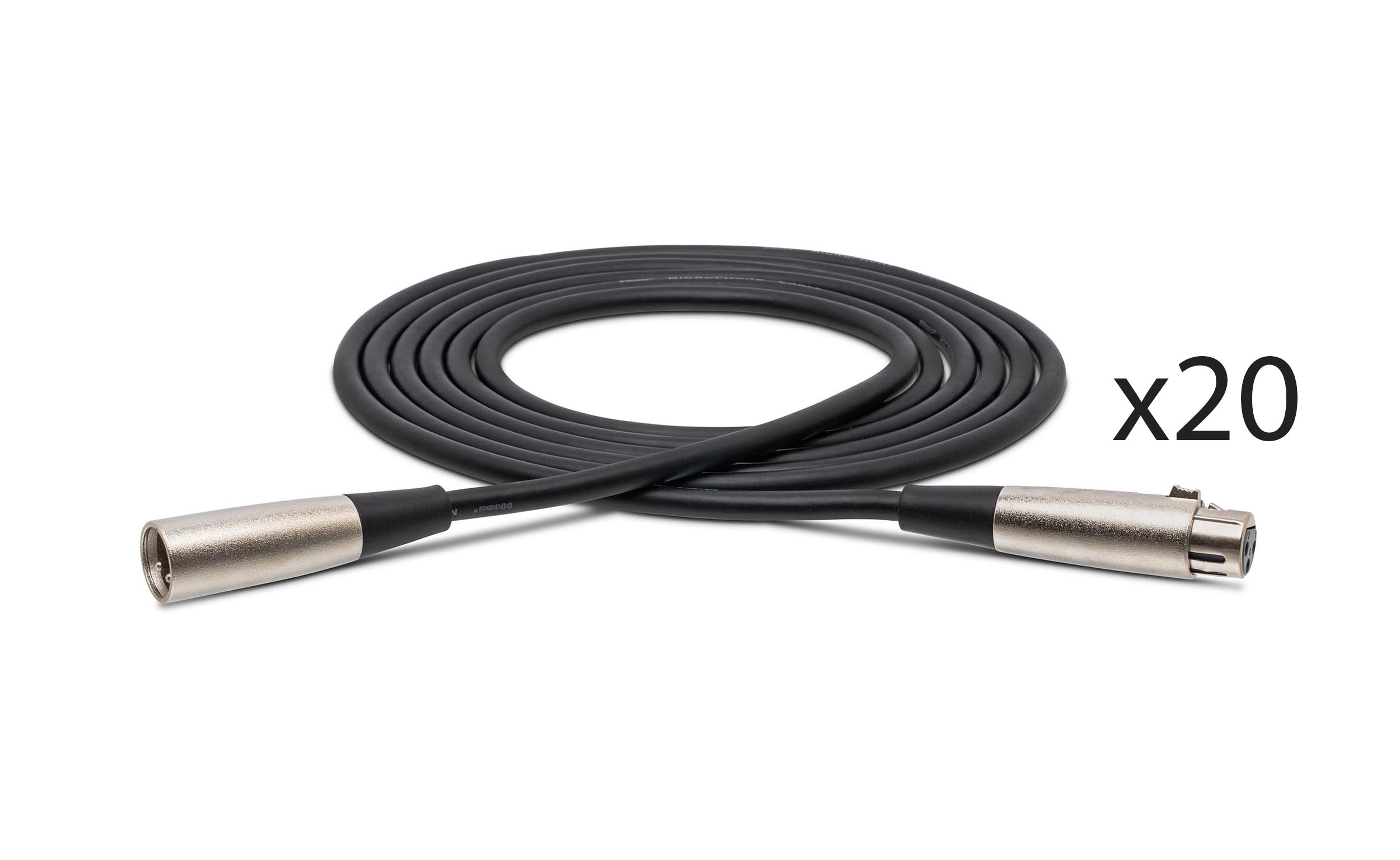 Hosa MCL-130-BULK 30 Ft Microphone Cable Package XLR3F to XLR3M - 20 P