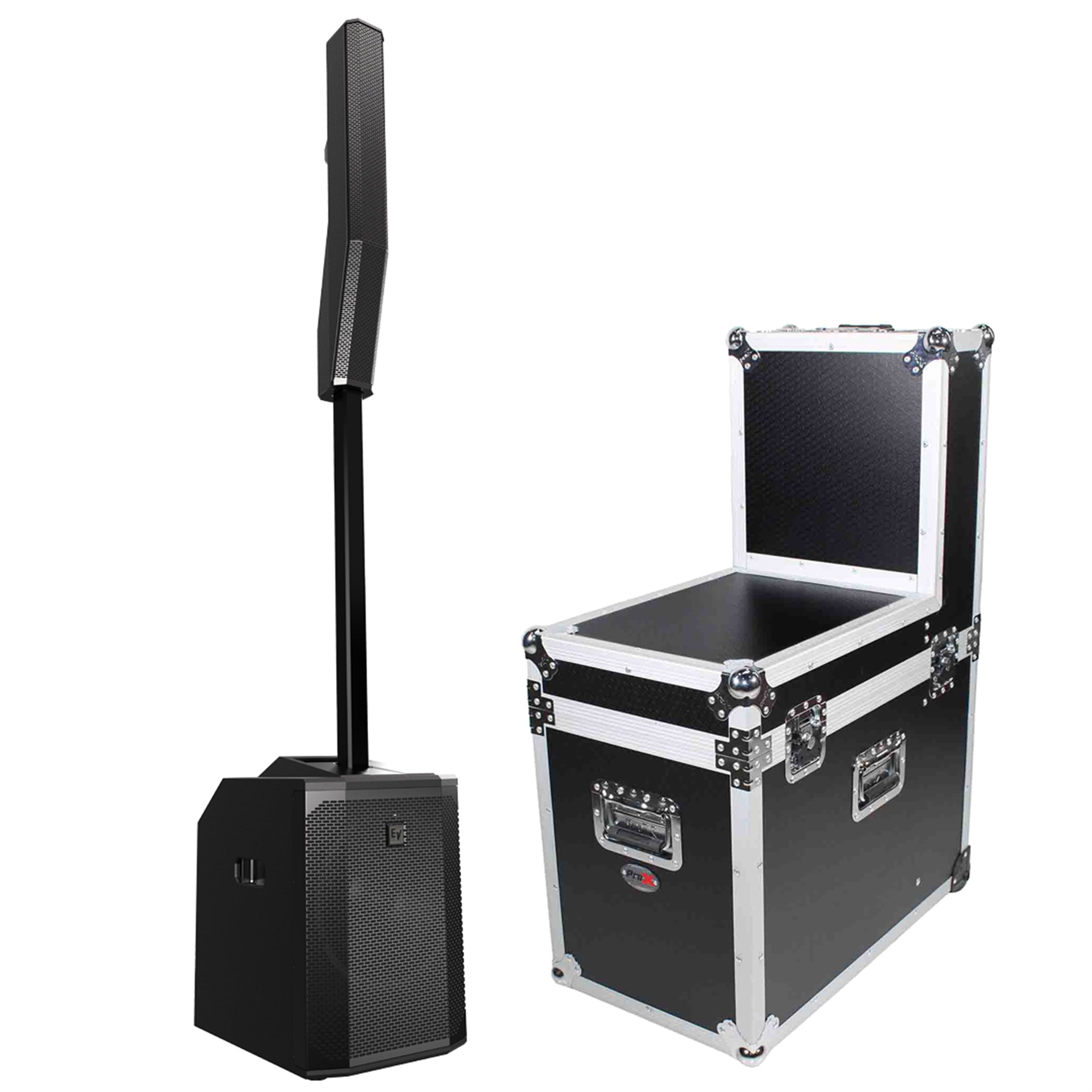 Electro-Voice EVOLVE 50 Black Column PA Speaker and Pro-X Flight Case