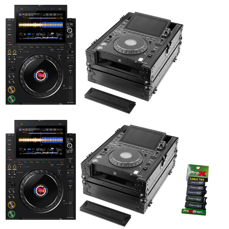 AlphaTheta CDJ-3000X DJ Media Player Pair with Odyssey FZ3000XBL Black