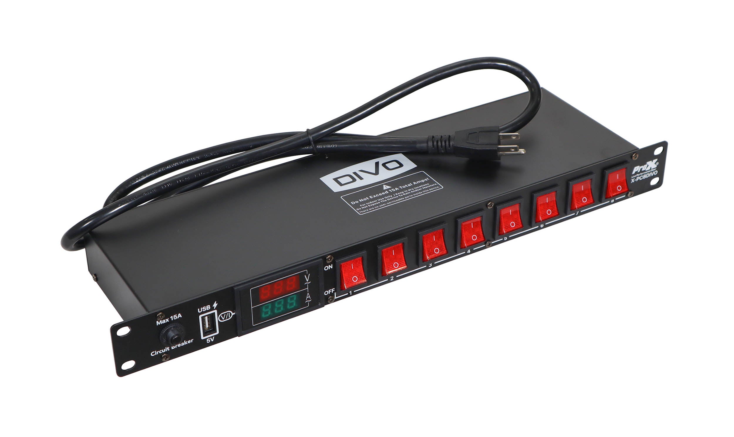 ProX X-PC8DIVO, 1U Rack Mountable 8-Way Power Distribution Center with