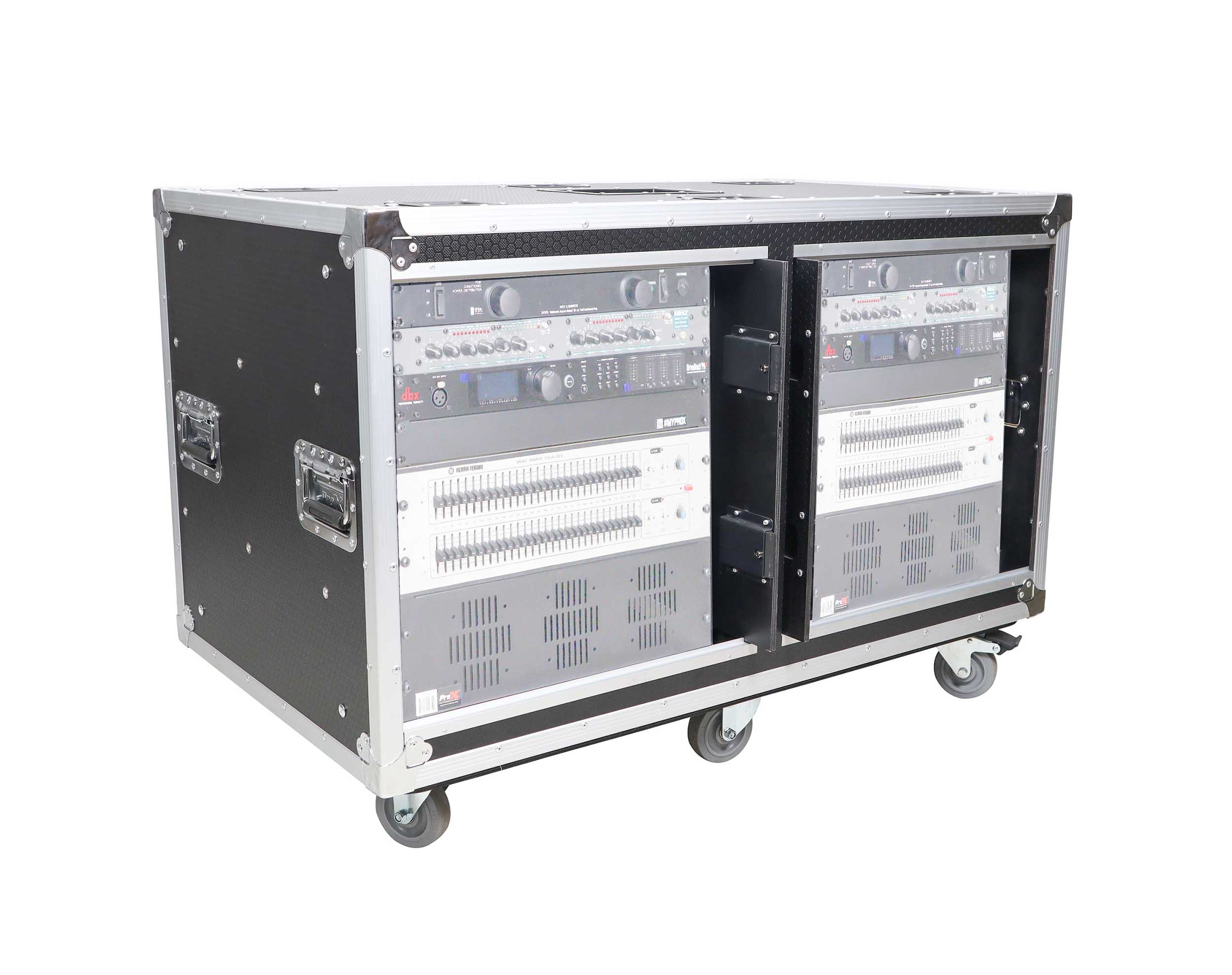 ProX XS-2X12USLAM24, 2X12U Deep Vertical Shock Mount Rack Case with Sl