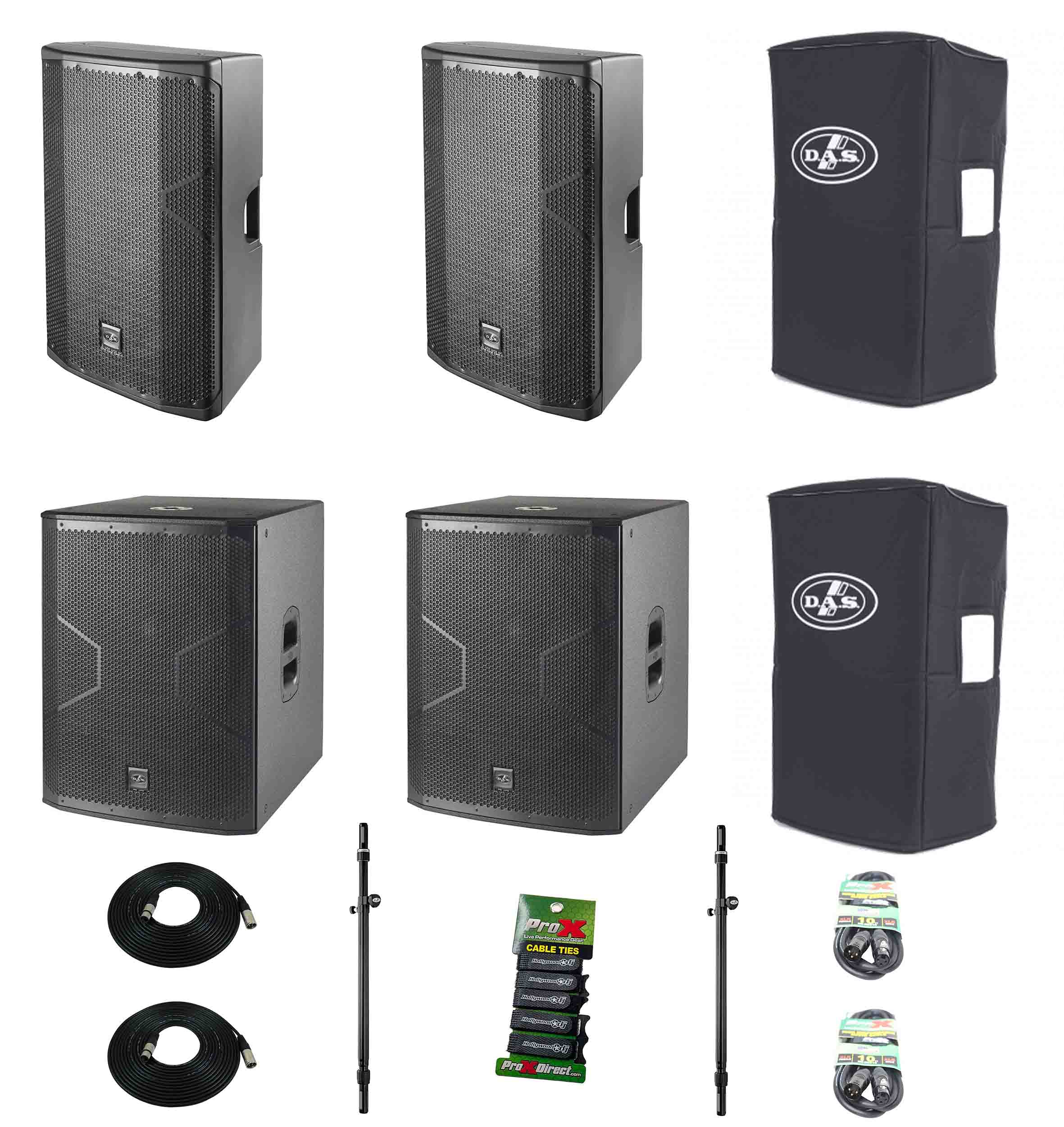 DAS Audio 715ACVR15718ATSP1, 15-Inch Powered Speaker DJ Package with S