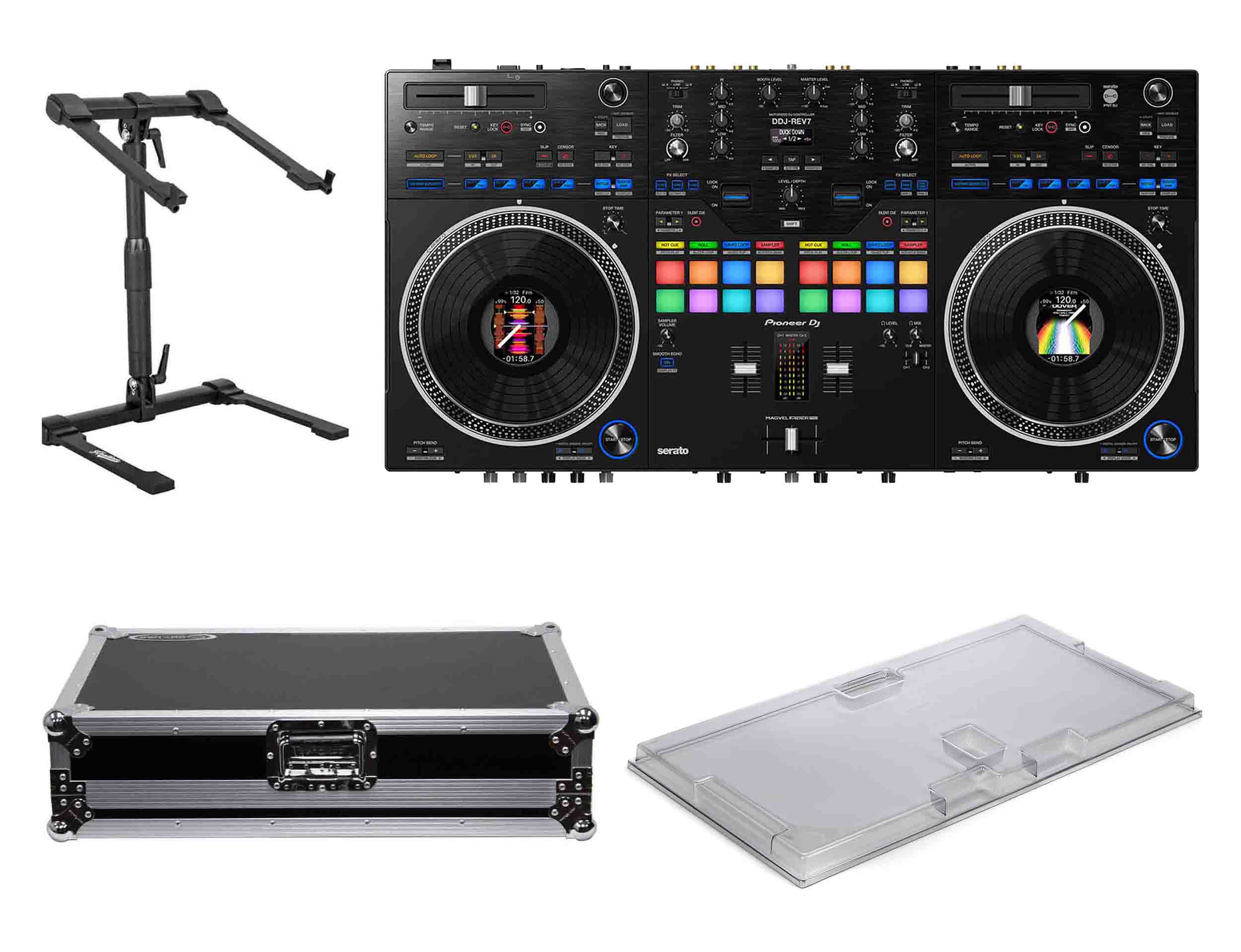 Pioneer DDJ-REV7, 2-Channel DJ Controller Package with Cover, Flight C