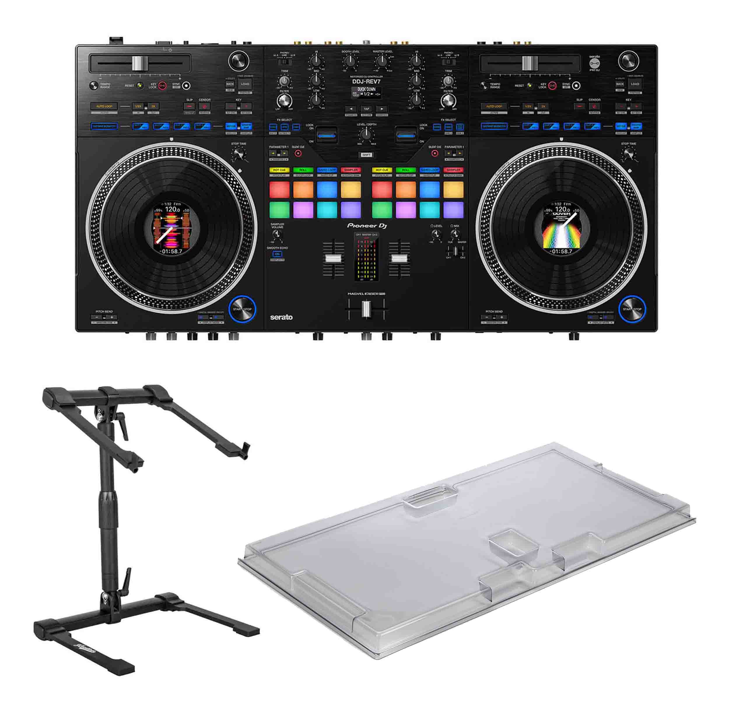 Pioneer DDJ-REV7, 2-Channel DJ Controller Package with Decksaver Cover